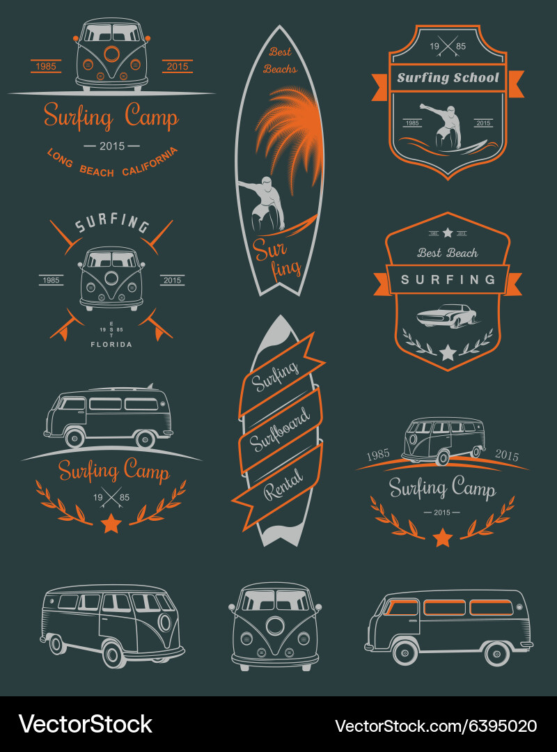 Badges and logos surfing Royalty Free Vector Image