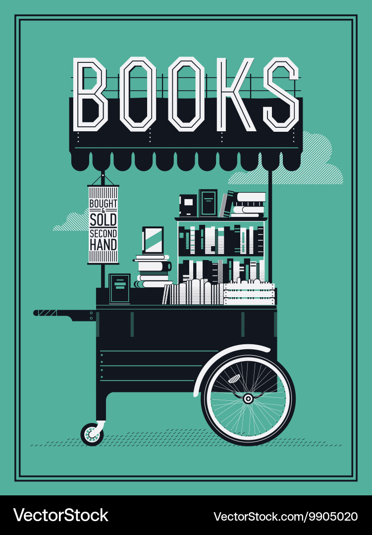 Book cart Royalty Free Vector Image - VectorStock