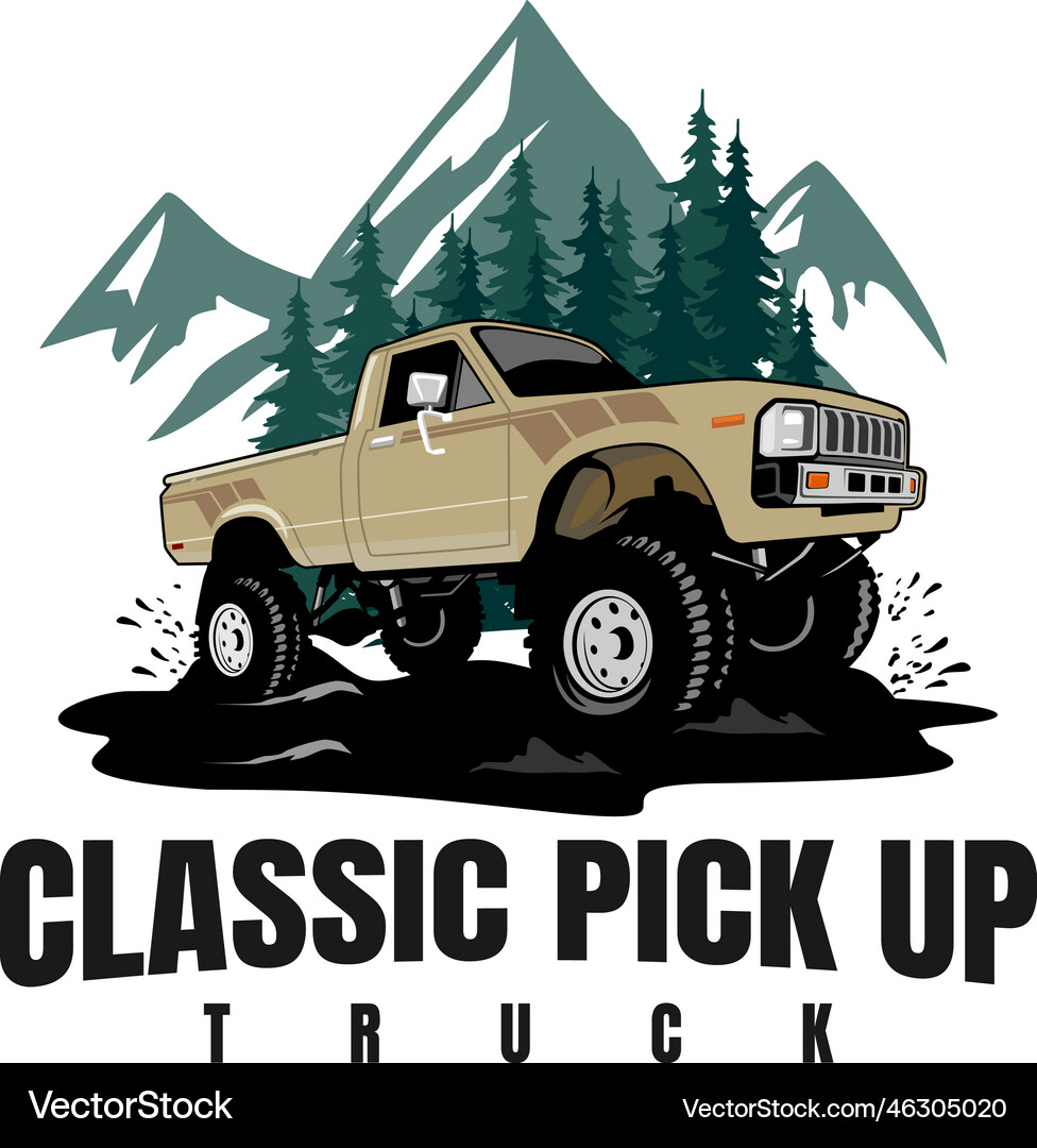 Classic pick up truck logo design Royalty Free Vector Image