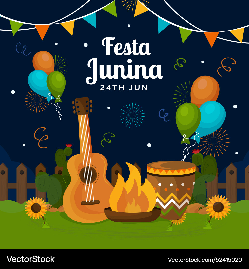 Flat festa junina background Royalty Free Vector Image