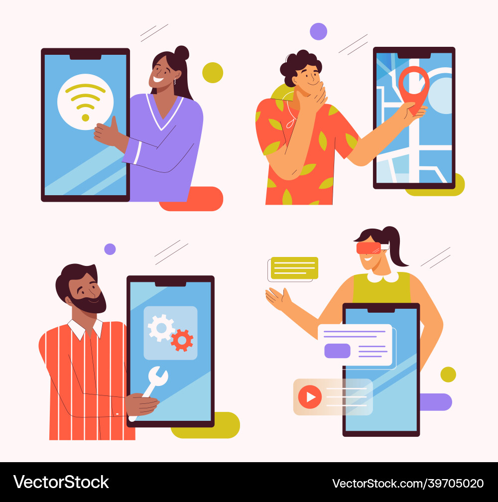 Interface of different mobile apps set concept Vector Image