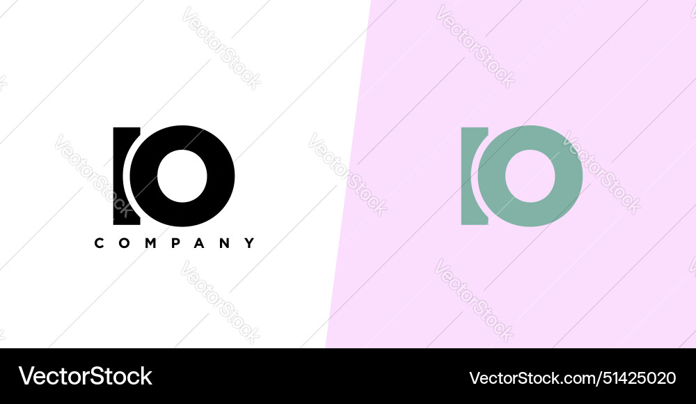 Letter i and o io logo design template minimal Vector Image