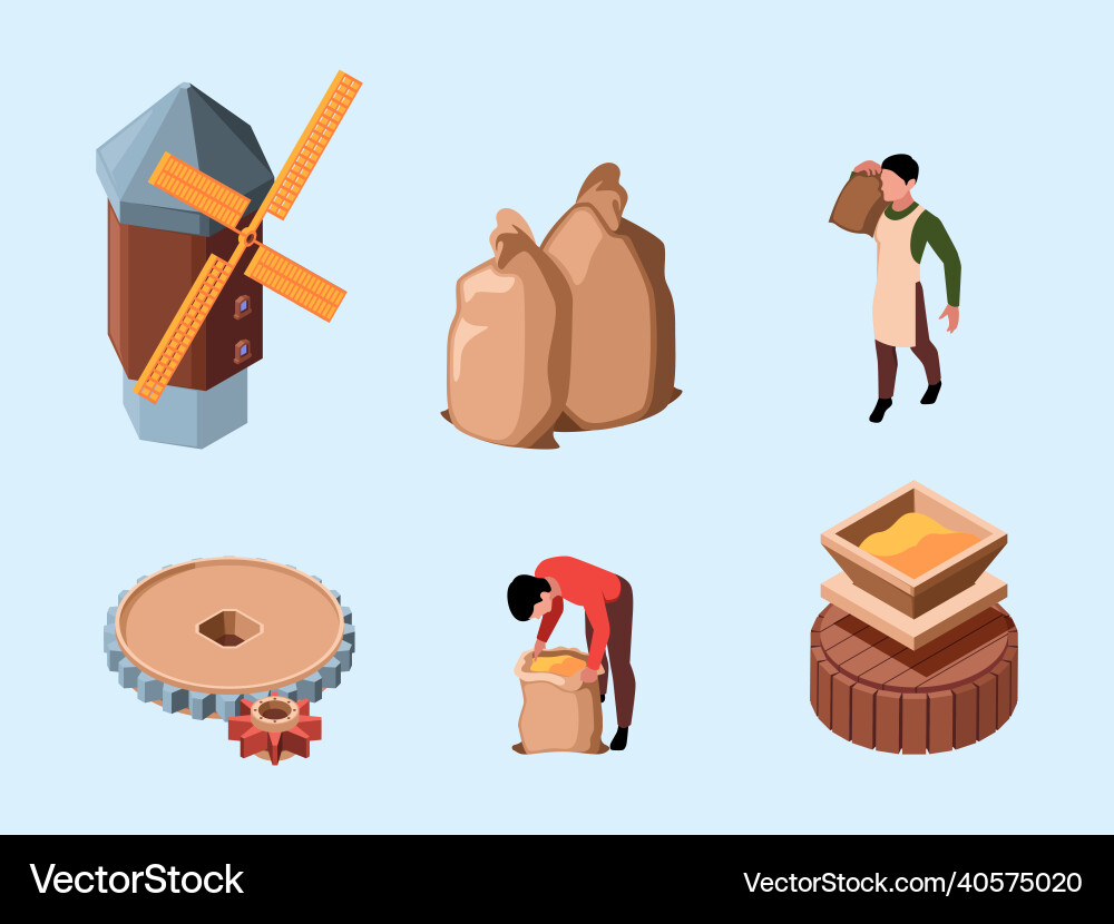 Mill rural agricultural processes flour Royalty Free Vector