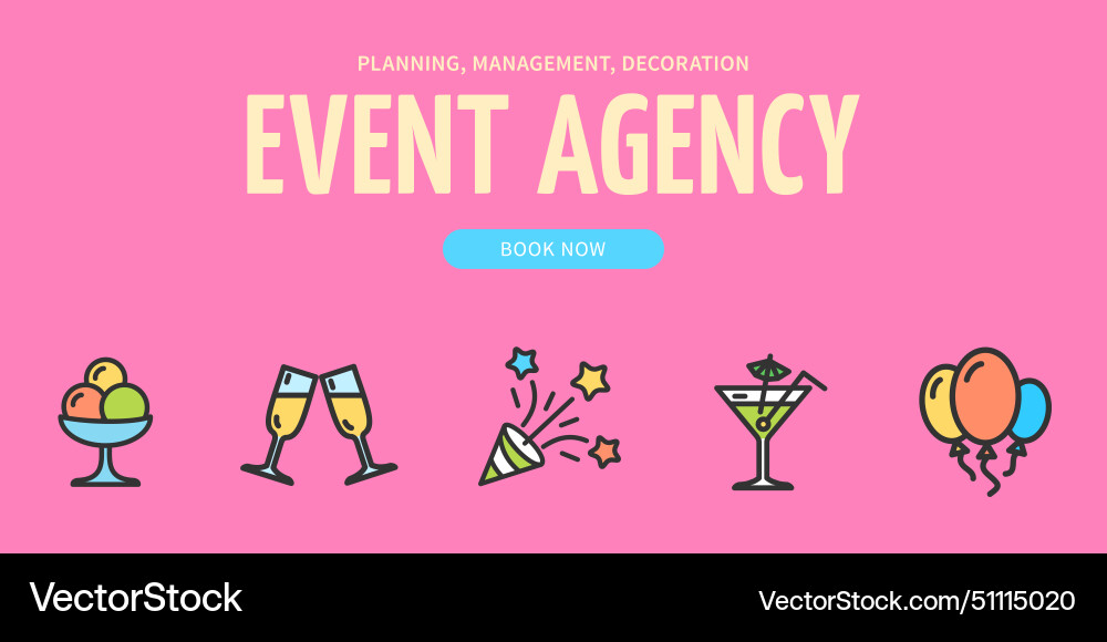 Party event agency horizontal placard poster Vector Image