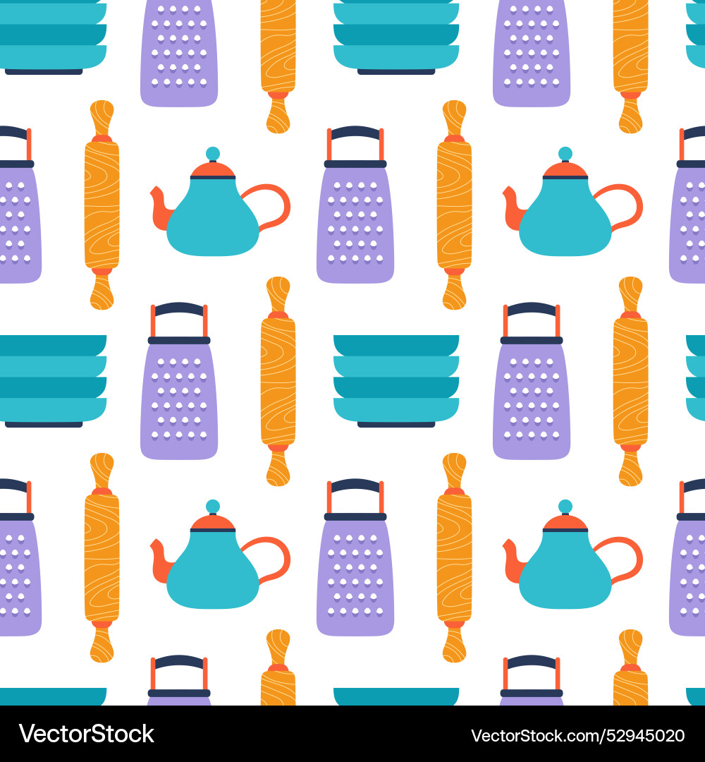 Seamless pattern of kitchen tools Royalty Free Vector Image