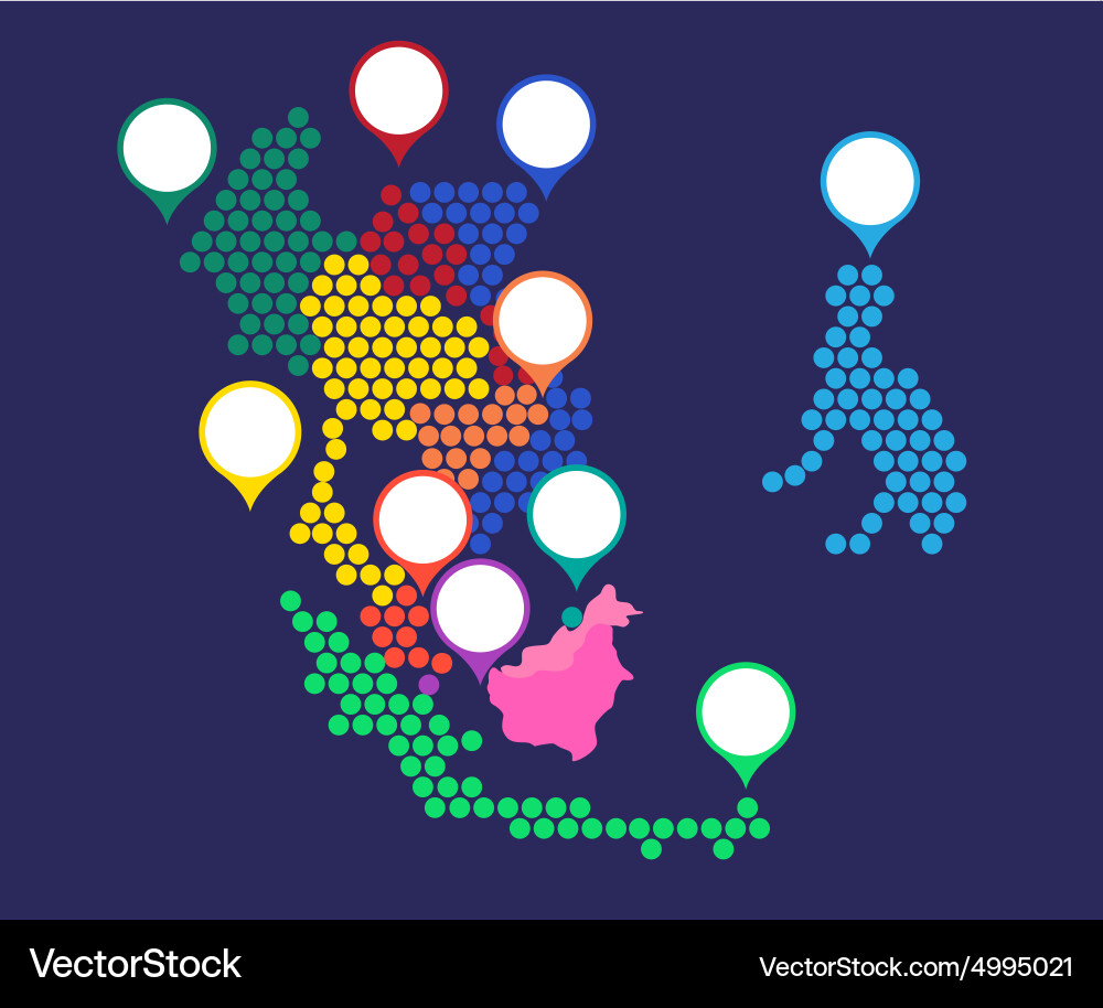Asean map2 Royalty Free Vector Image - VectorStock