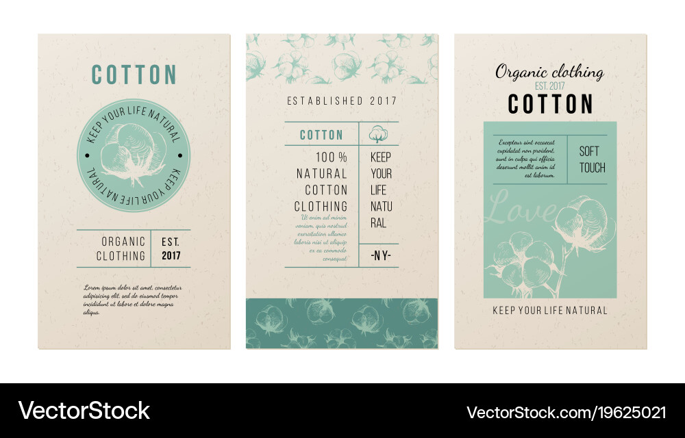 Cotton banners in vintage style Royalty Free Vector Image