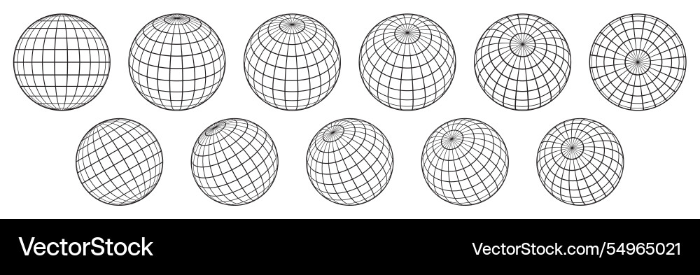 Globe grid spheres striped 3d wireframe Royalty Free Vector