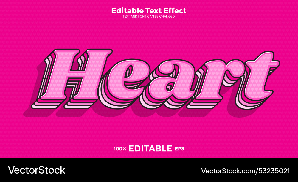 Heart editable text effect in modern trend style Vector Image