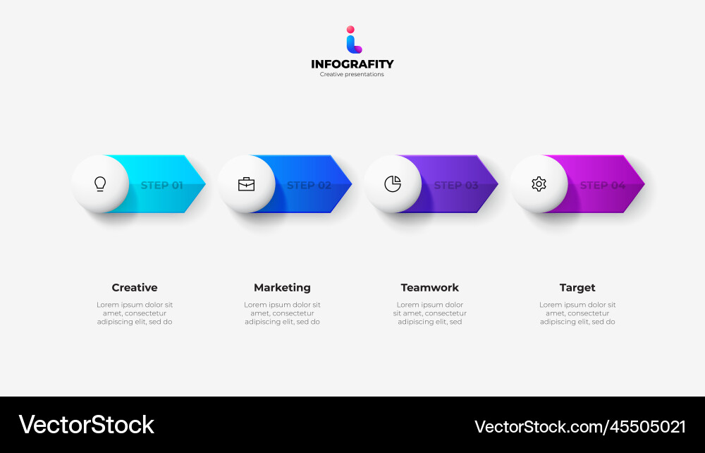 Horizontal progress diagram with 4 circles Vector Image