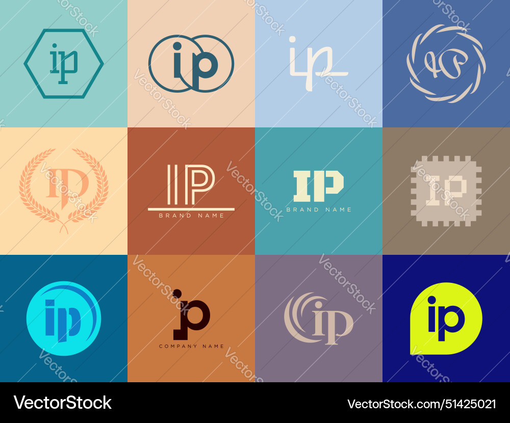 Ip logo company template letter i and p logotype Vector Image