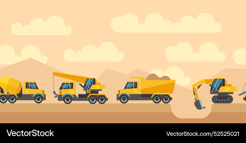 Mining excavator digging ground heavy machinery Vector Image