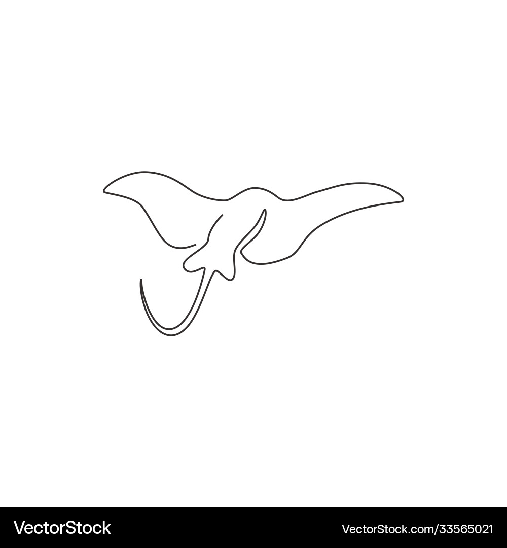 One continuous line drawing cute stingray Vector Image