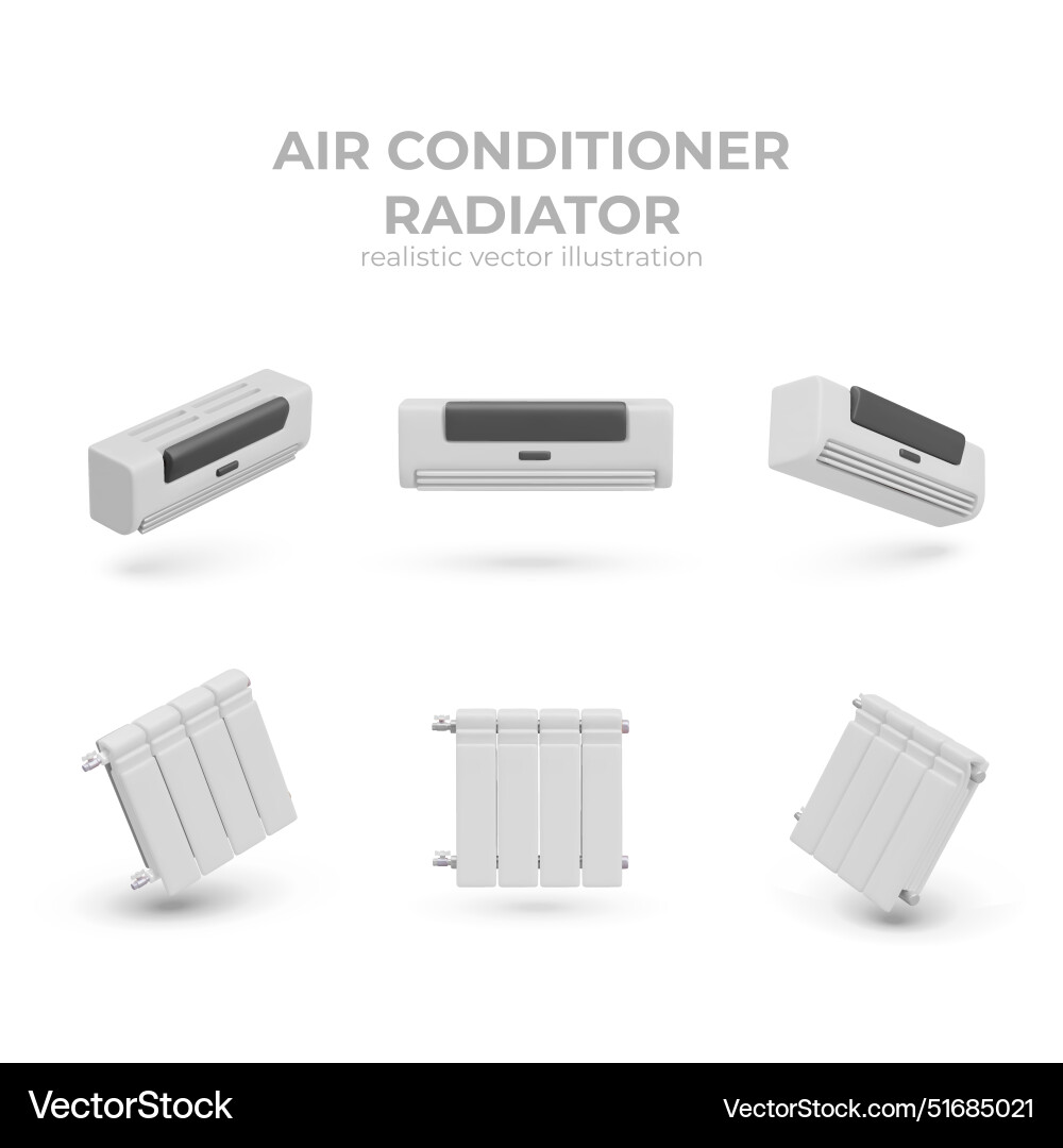 Poster with realistic air conditioner radiator Vector Image