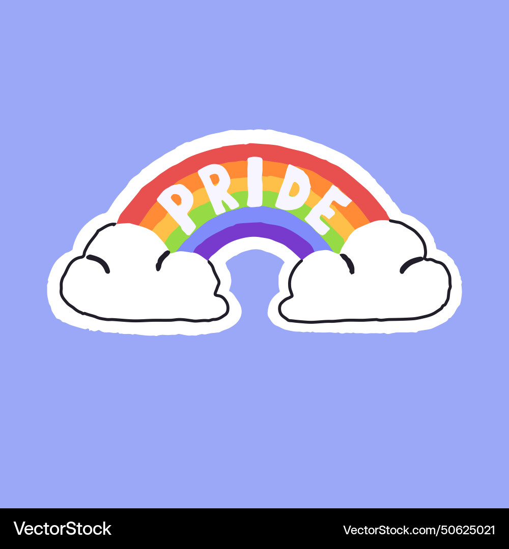 Rainbow with clouds sticker homosexual pride Vector Image
