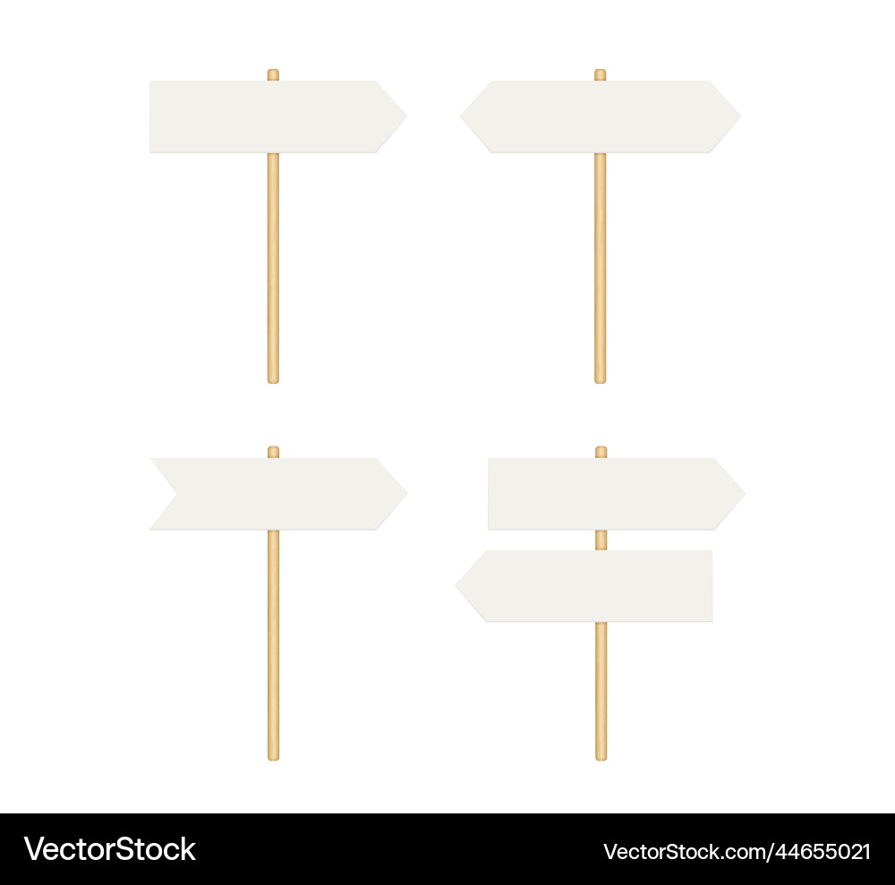 Signboard with wooden pole direction sign post Vector Image