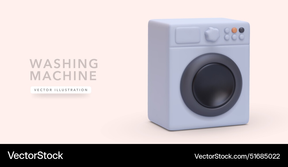 3d realistic washing machine isolated on light Vector Image