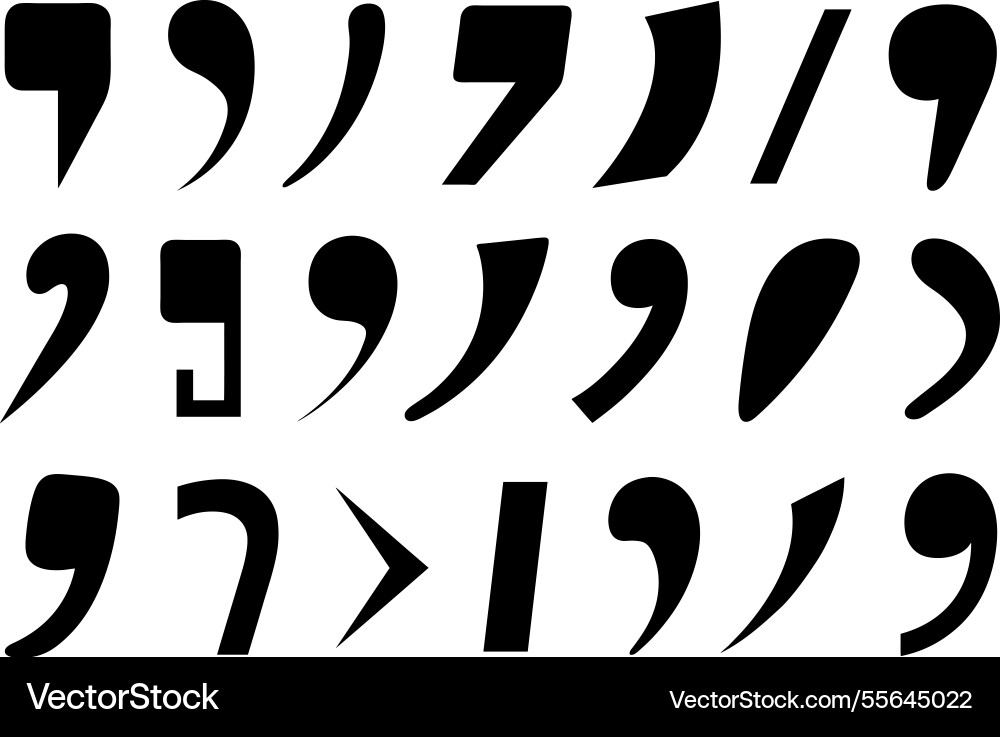 Collage of different comma signs Royalty Free Vector Image