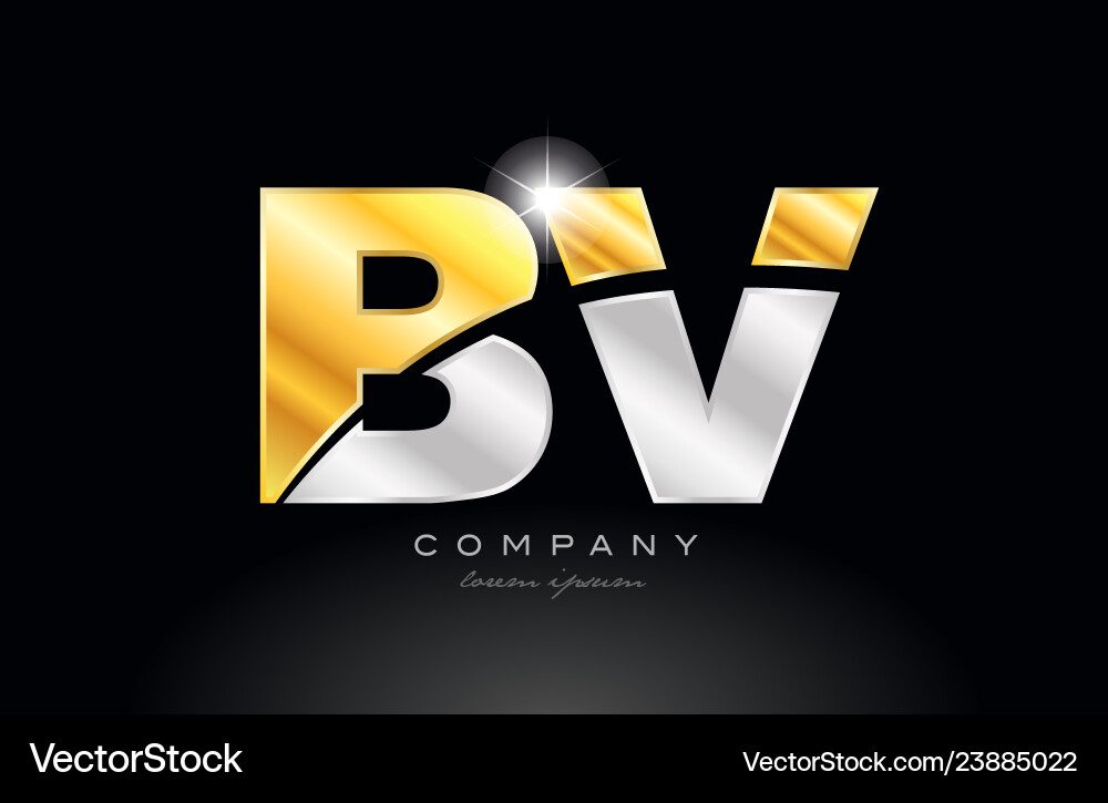 Combination letter bv b v alphabet with gold Vector Image