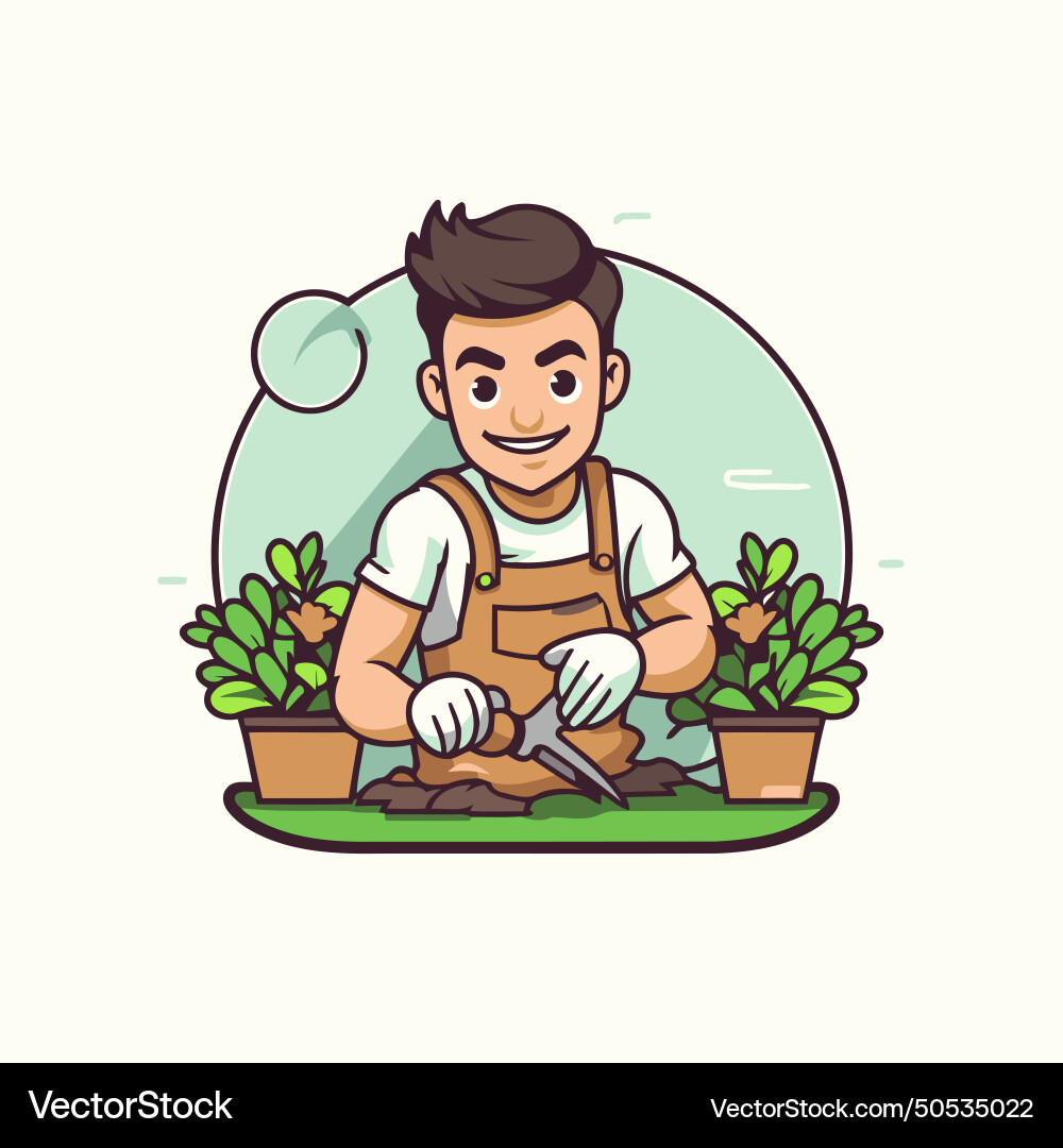 Gardener cartoon character flat design style Vector Image