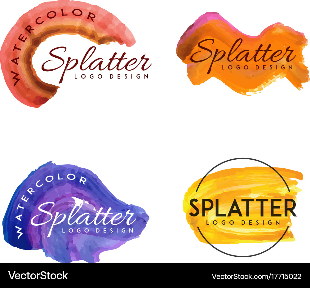 Handgezeichnete Aquarell Splatter Logos Lizenzfreier Vektor