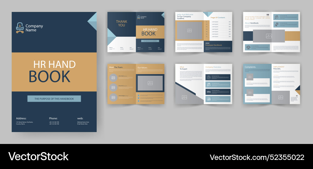 Hr employee handbook brochure template Royalty Free Vector