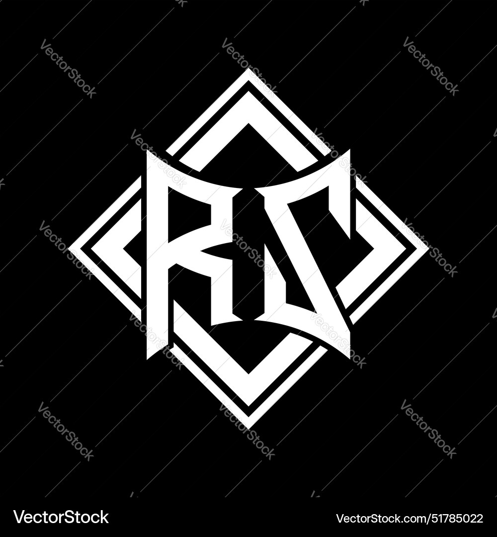 Rz letter logo abstract shield shape with square Vector Image
