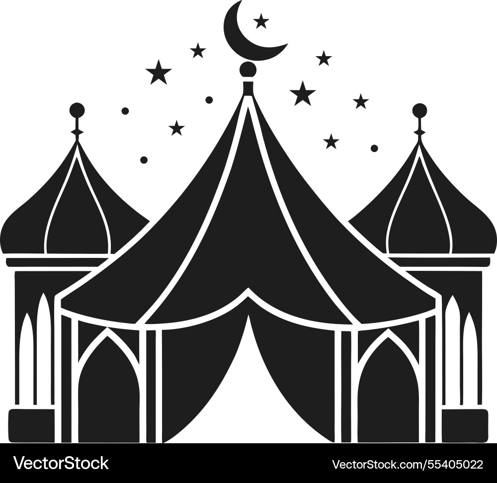 Silhouette islamic tent and mosque - elegant Vector Image