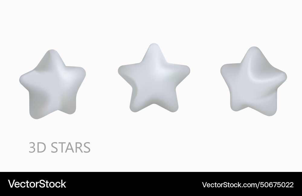 Silver or platinum 3d star icons Royalty Free Vector Image