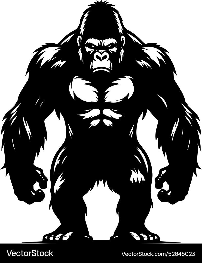 Angry gorilla silhouette isolated on white Vector Image