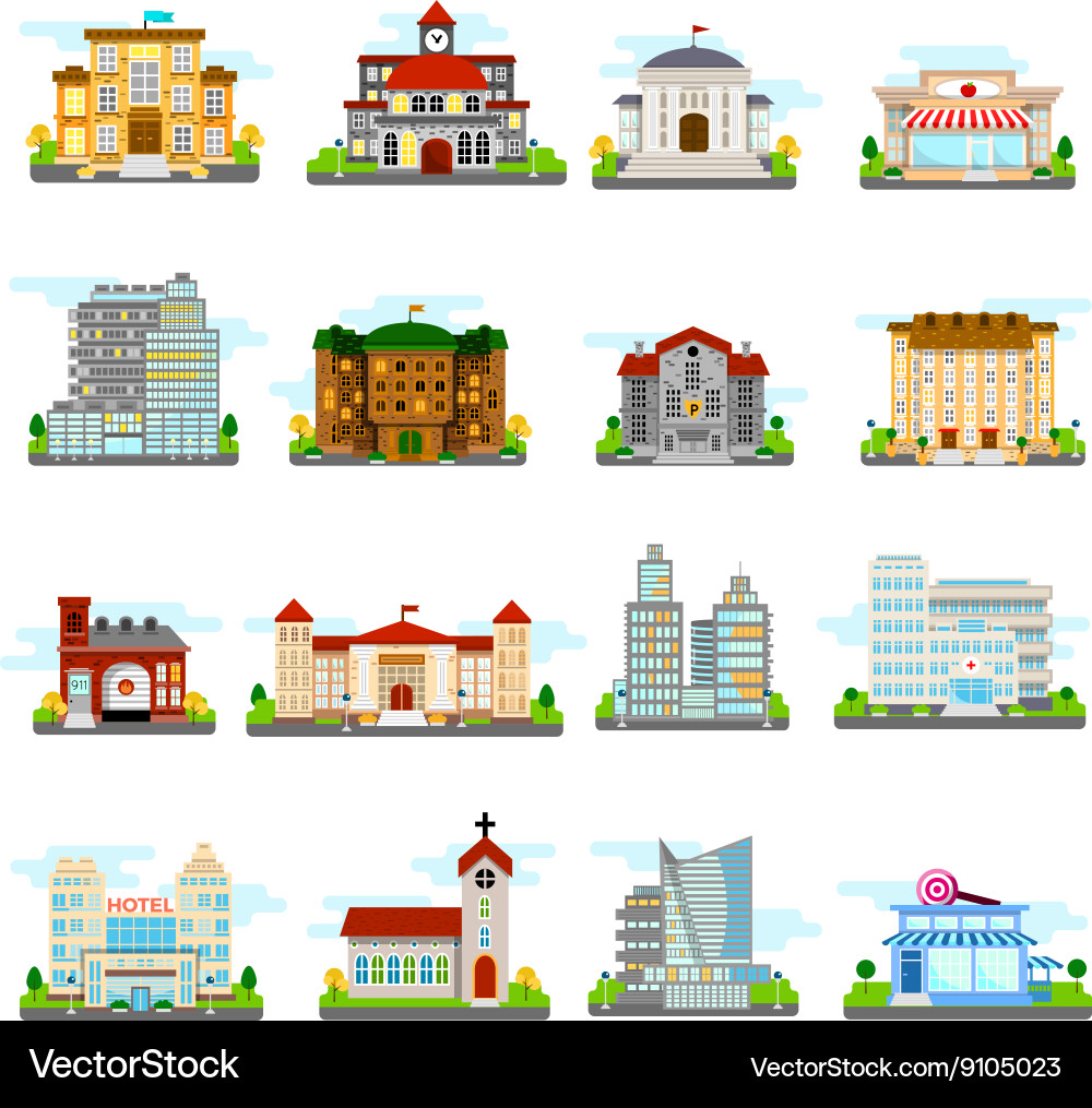 Building icons set Royalty Free Vector Image - VectorStock