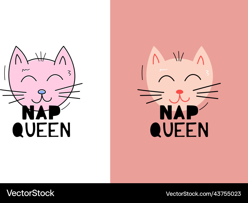 Cute cat with phrase nap queen - cut out from Vector Image