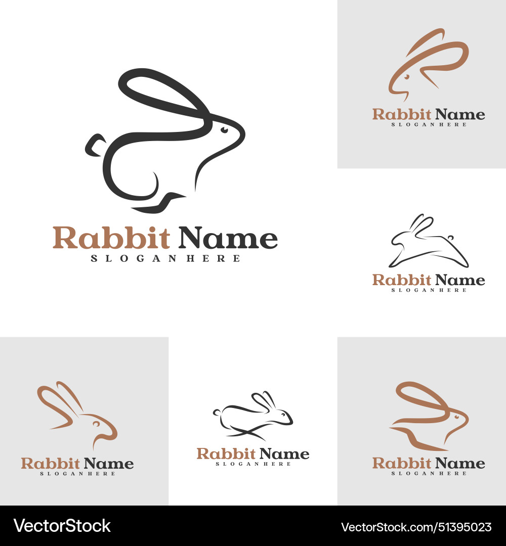 Set of rabbit logo template creative head Vector Image