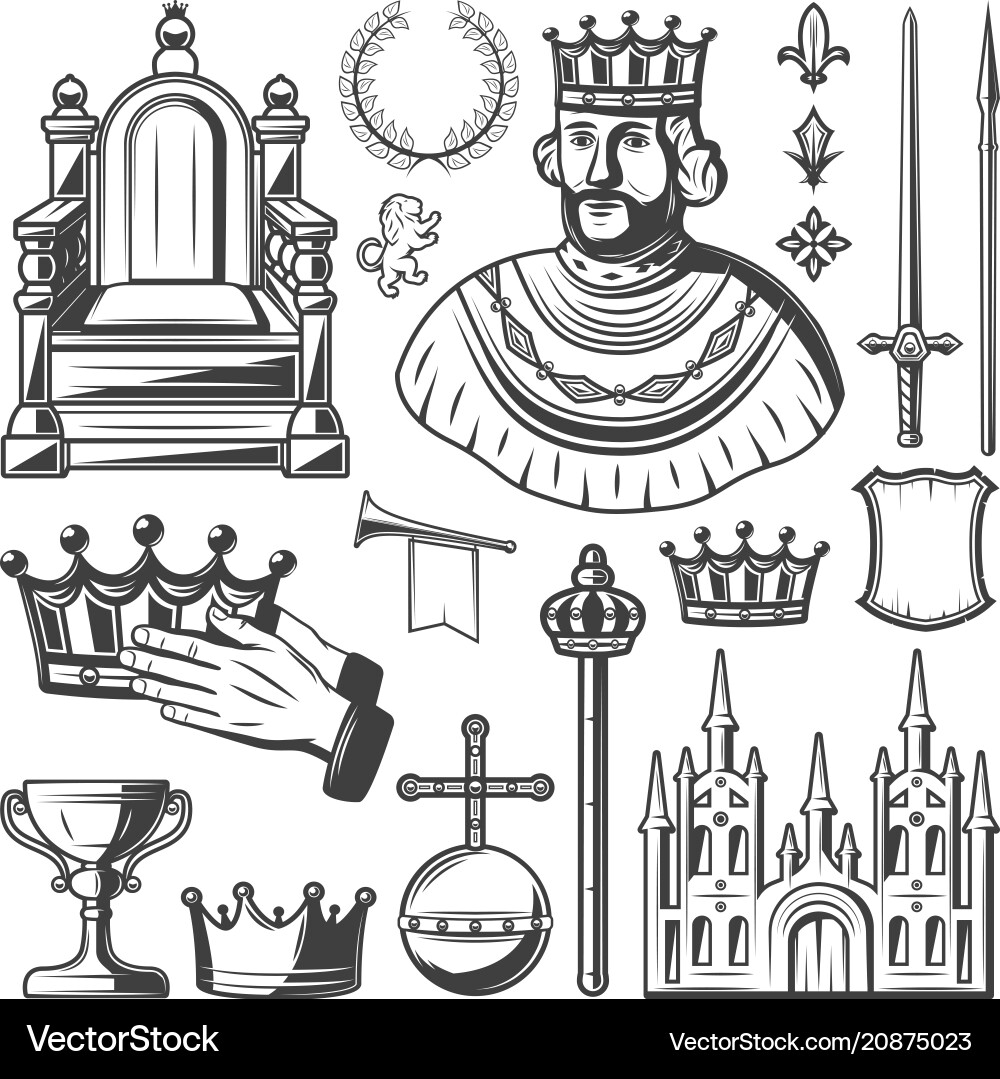 Vintage royal elements set Royalty Free Vector Image