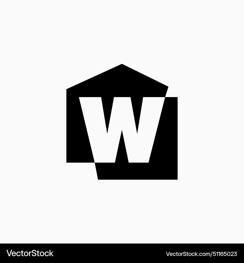 W letter house monogram home mortgage architect Vector Image