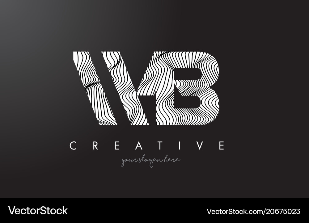 Wb w b letter logo with zebra lines texture Vector Image
