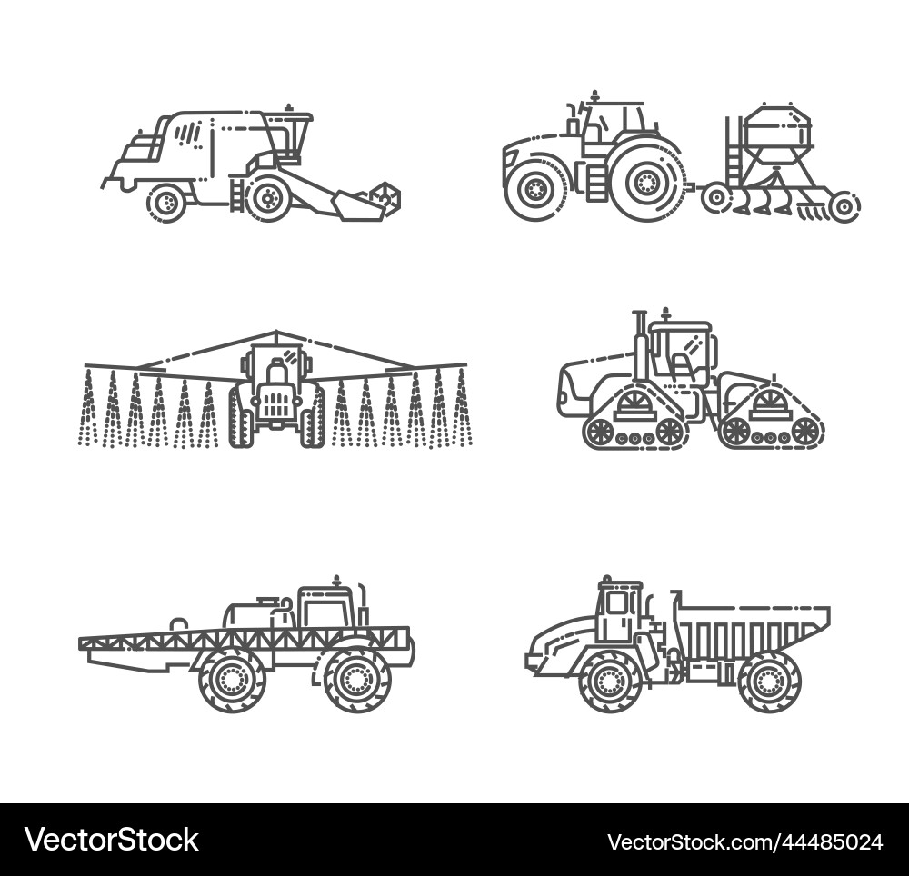 Agricultural Machinery Icons Set Royalty Free Vector Image
