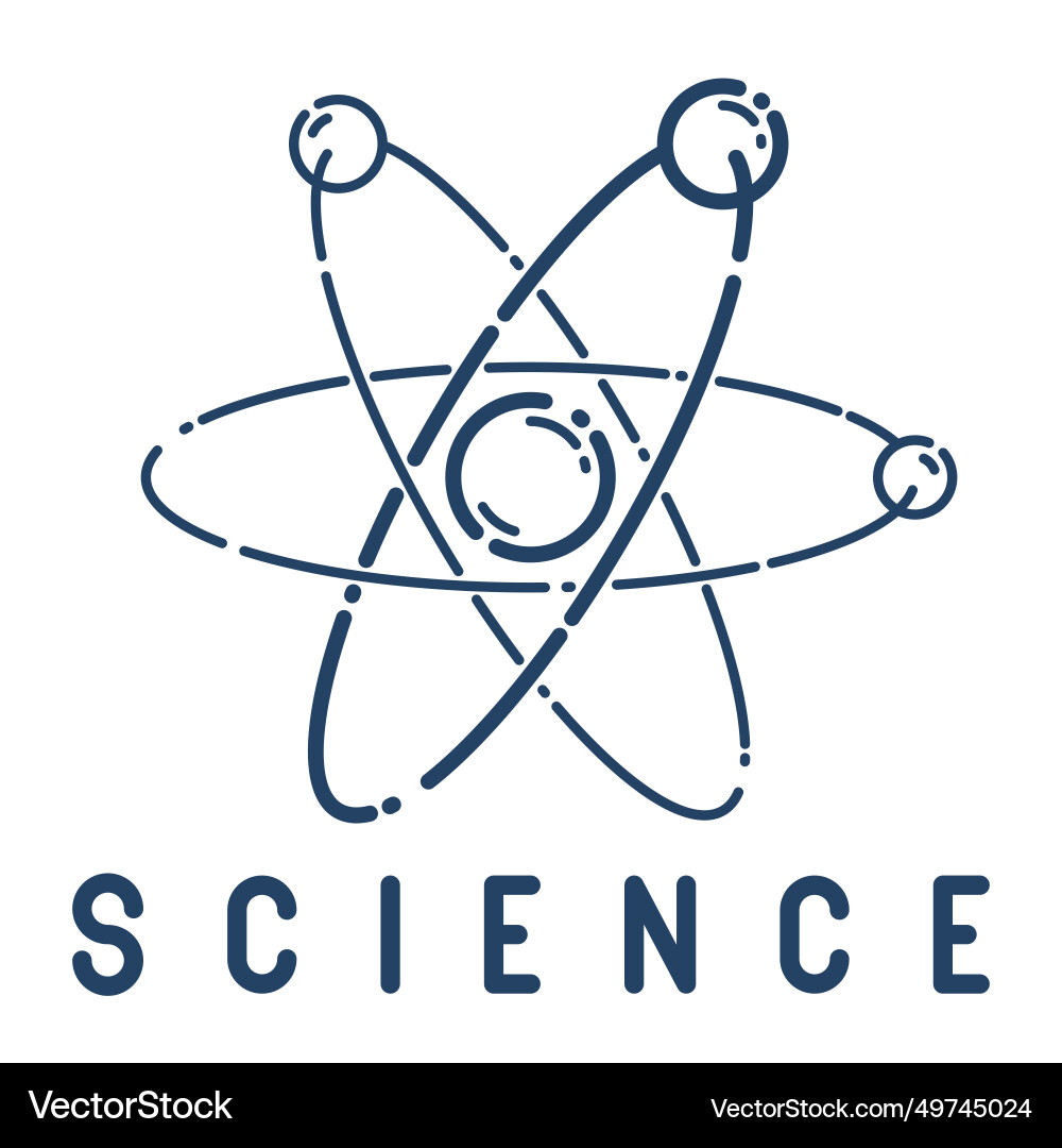 Atom simple linear icon science physics line art Vector Image