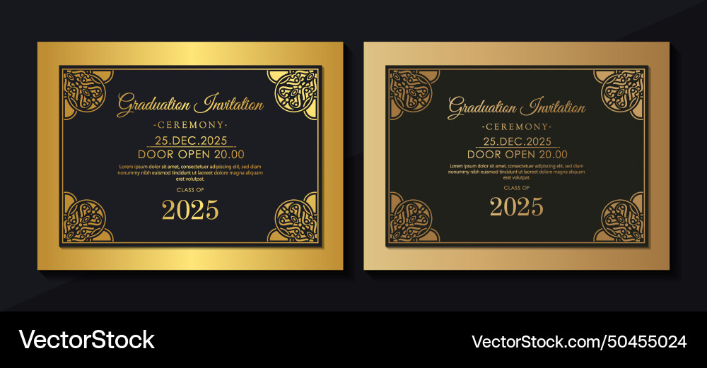 Elegant graduation invitation template Royalty Free Vector