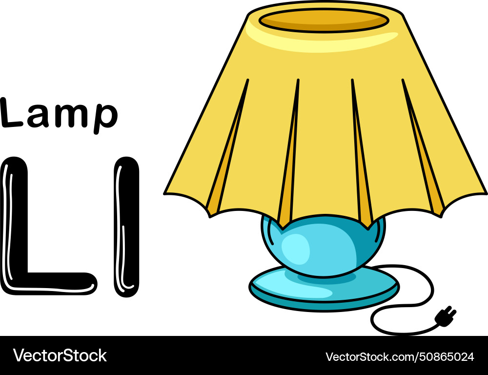Isolated alphabet letter l-lamp Royalty Free Vector Image