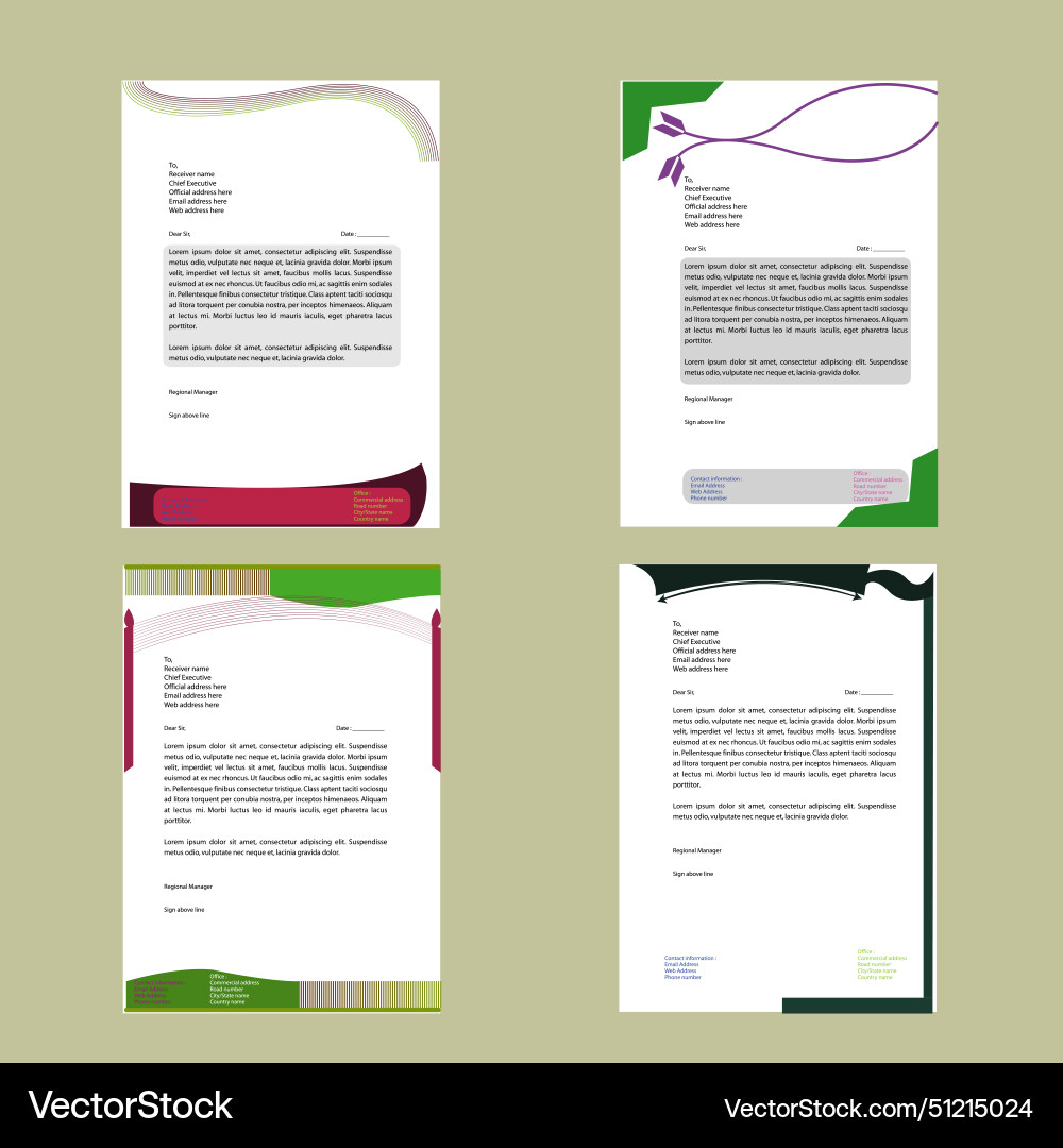 Letterhead set 1 Royalty Free Vector Image - VectorStock