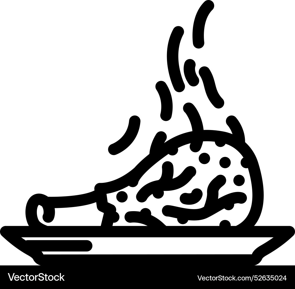 Unhealthy chicken fried line icon Royalty Free Vector Image Unhealthy chicken fried line icon Royalty Free Vector Image