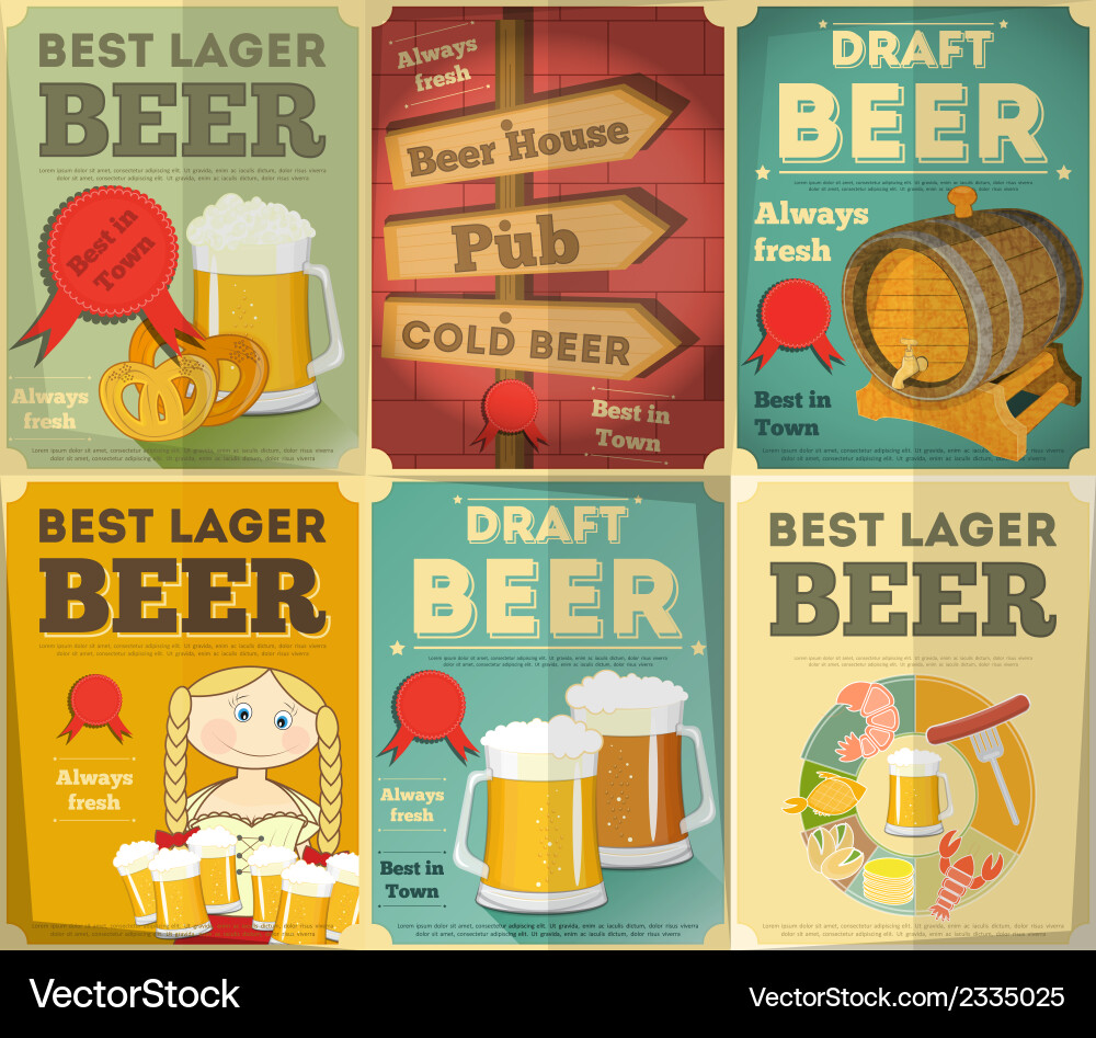 Beer posters set Royalty Free Vector Image - VectorStock