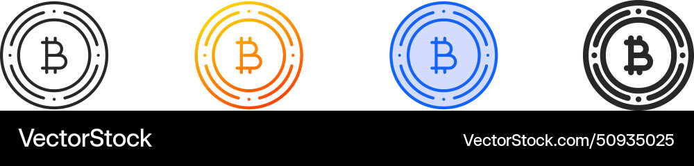 Bitcoins iconthin linear gradient blue stroke Vector Image
