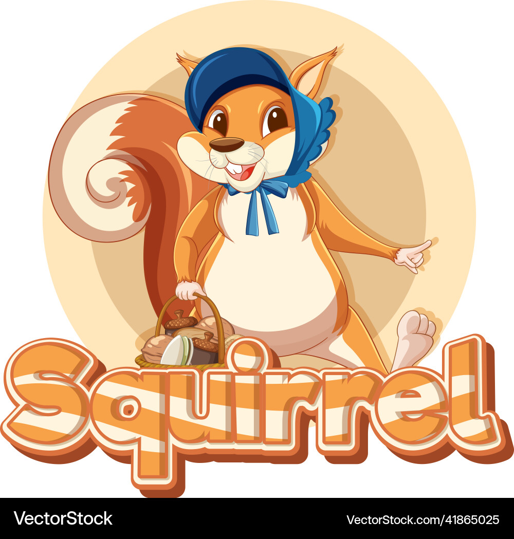 Font design for word squirrel Royalty Free Vector Image