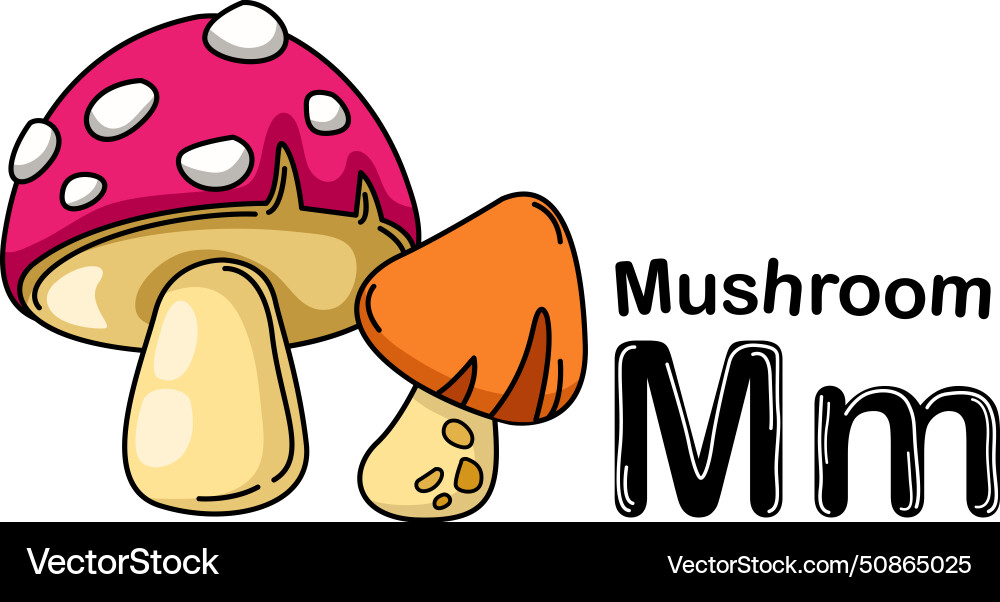 Isolated alphabet letter m-mushroom Royalty Free Vector