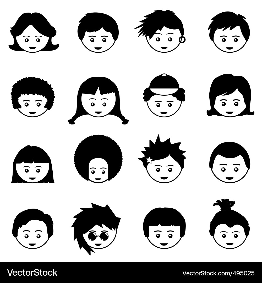 Kids faces Royalty Free Vector Image - VectorStock