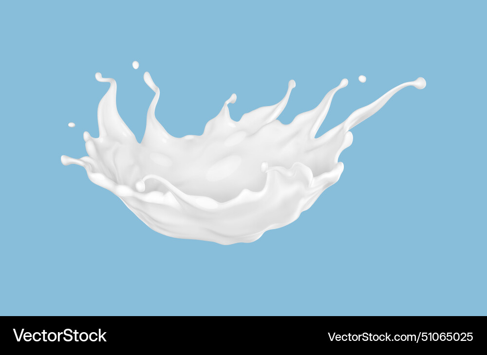 Milk splash isolated on blue background natural Vector Image