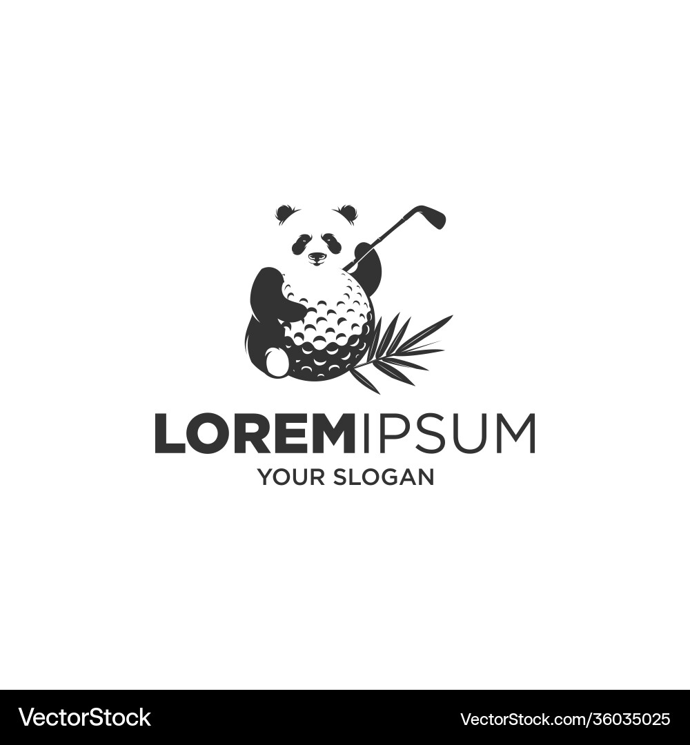 Panda und Golf Silhouette Logo Lizenzfreies Vektorbild