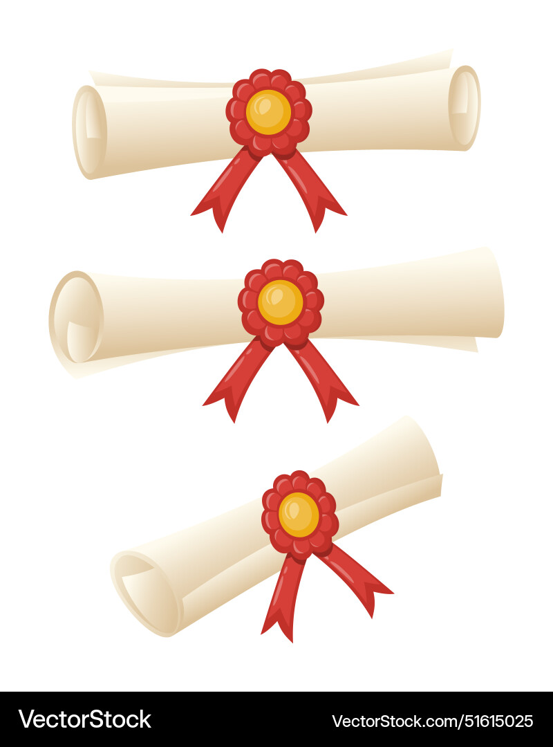 Rolled up graduation diploma scroll with ribbon Vector Image